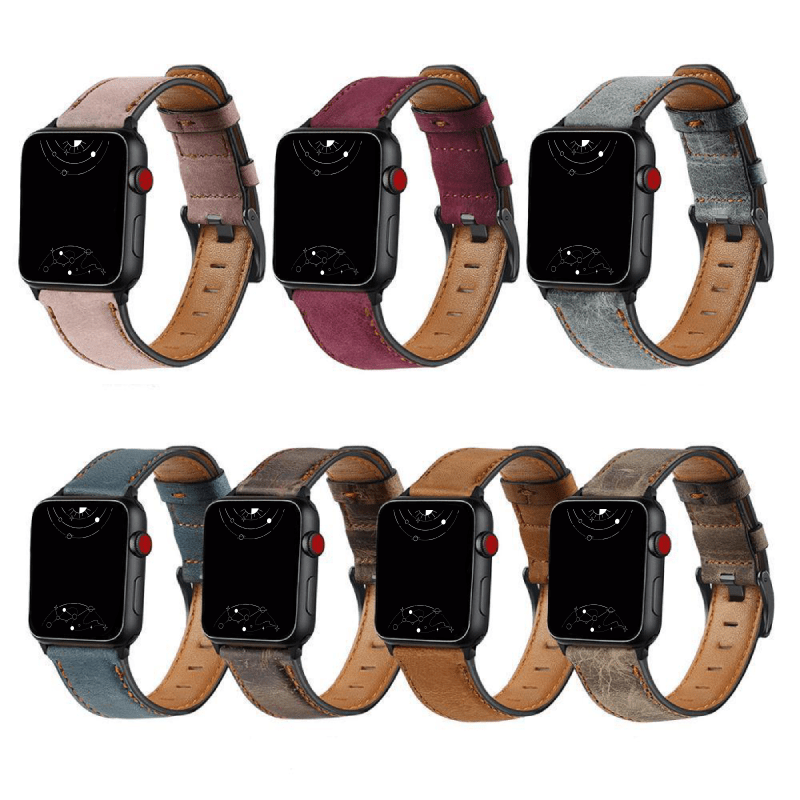 Spiro Washed Leather Band For Apple Watch 1-9/Ultra/Ultra 2/SE+SE2 ...